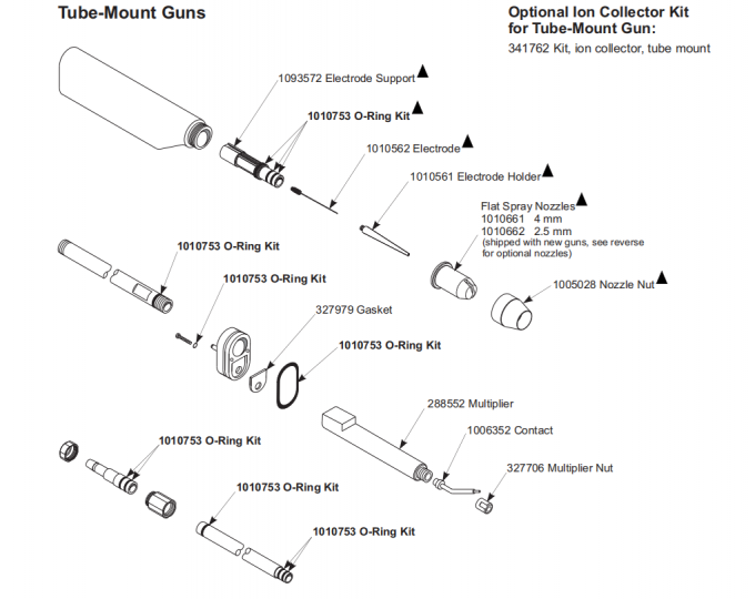 1093527 Powder Coating Electrode Support For Automatic Spray Guns