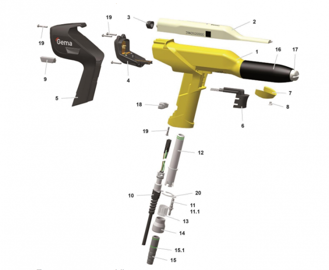 1017680 Pro GM04 Powder Coating Electrostatic Manual Gun